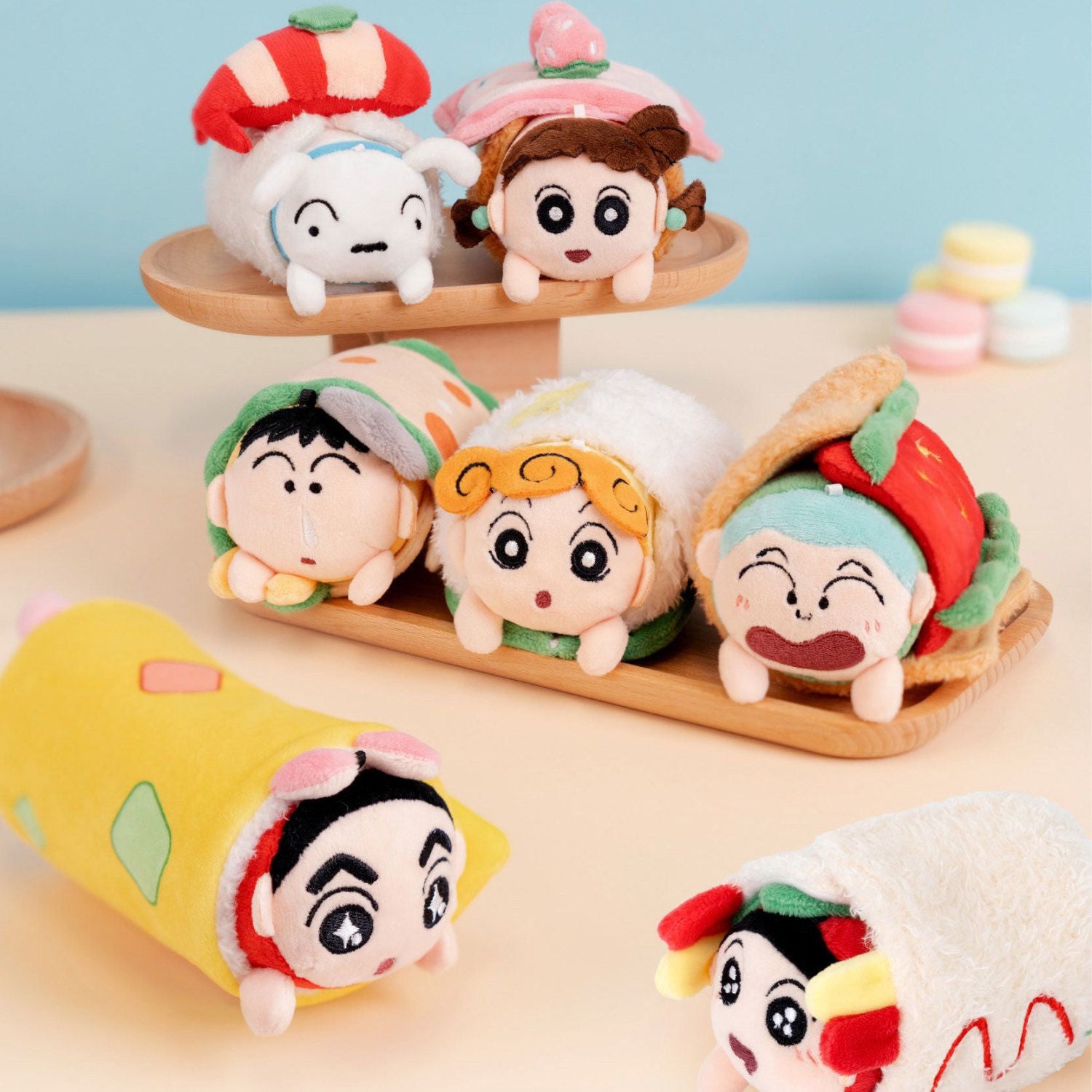 Crayon Shin-chan Food Roll Plush Keychain Blind Box 4.7in Random (6+Se ...